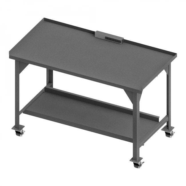 DURHAM MFG DWBM-3072-BE-PS-95 Mobile Workbench, Power strip, 72 x 30 ...